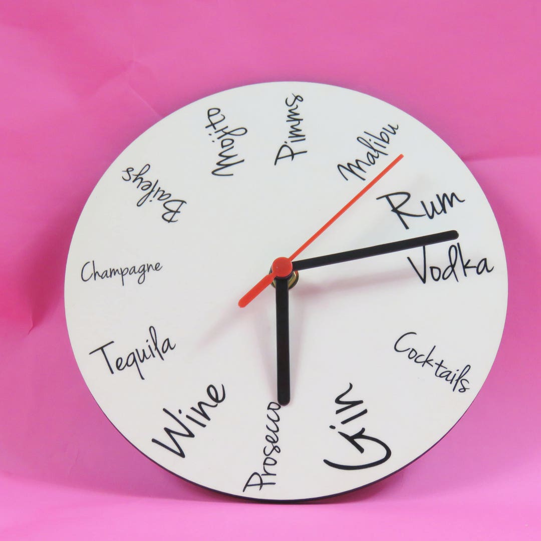 Alcohol Wall Clock Alcohol Gifts Gin Prosecco Gift Happy Hour Funny ...