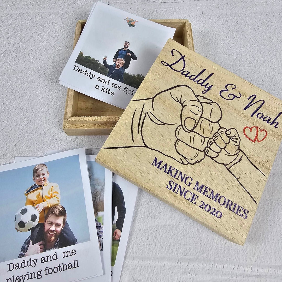 Dad and Child Memory Box Fathers Day Gift Personalised Photo Box Memory ...