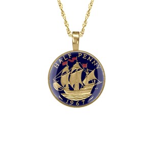 ハーフペニー (1953-1967) - 金メッキコインネックレス - Etsy 日本 ハーフペニー (1953-1967) - 金メッキコインネックレス - Etsy 日本