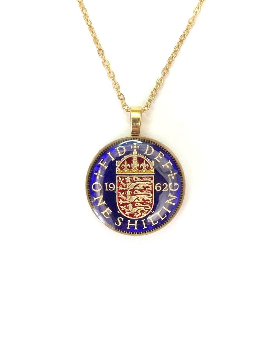 British Shilling Pendant: Gold Plated 1962 Silver Coin Jewelry, English ...
