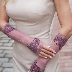 Great Long Glove , Rose Lace Fingerless Gloves - Etsy