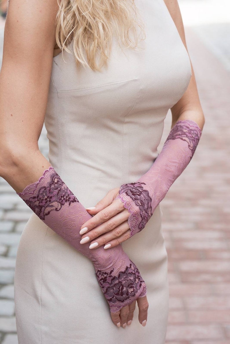 Great Long Glove Rose Lace Fingerless Gloves | Etsy
