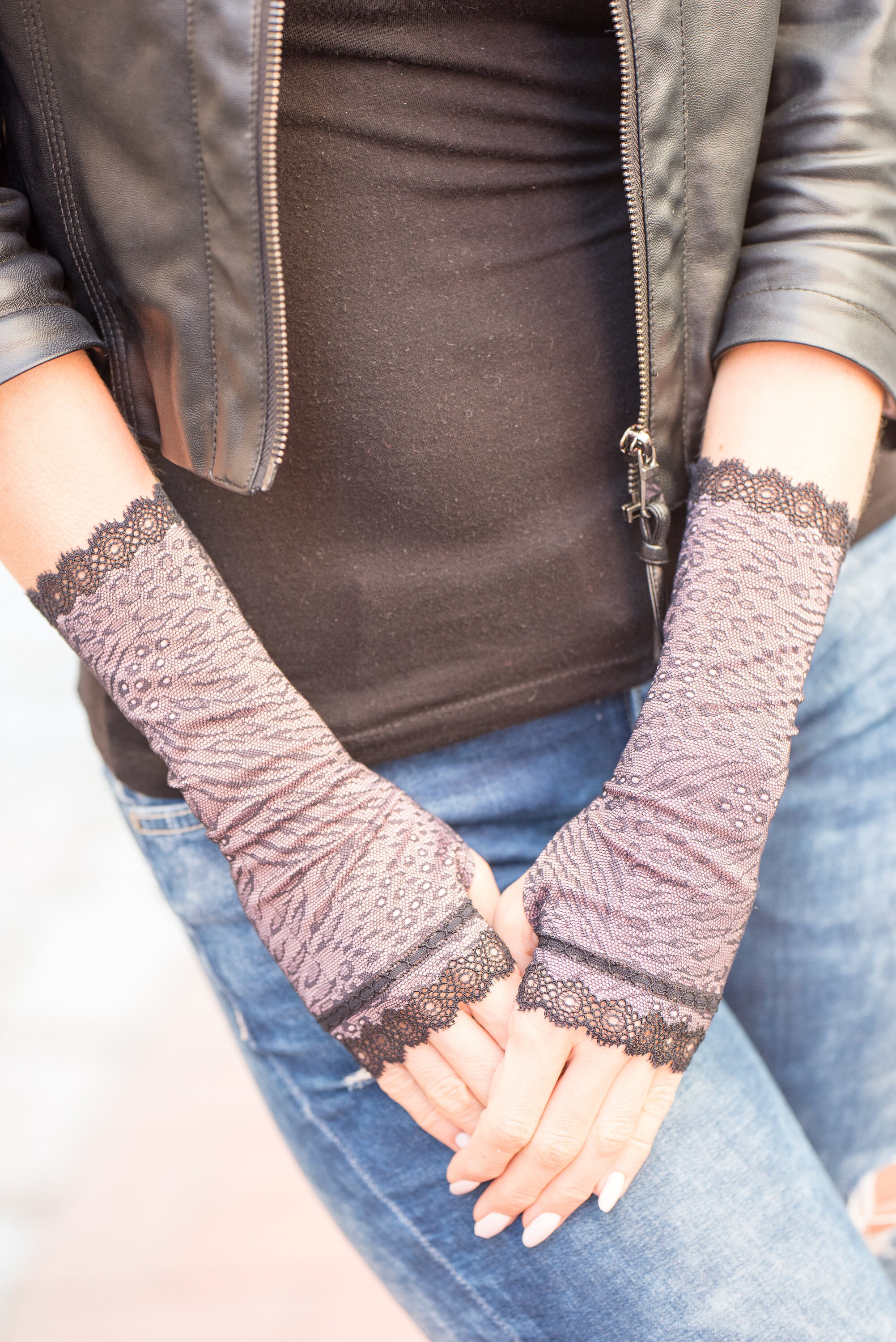 Dark Purple Lace Fingerless Gloves 9'' 23 cm | Etsy