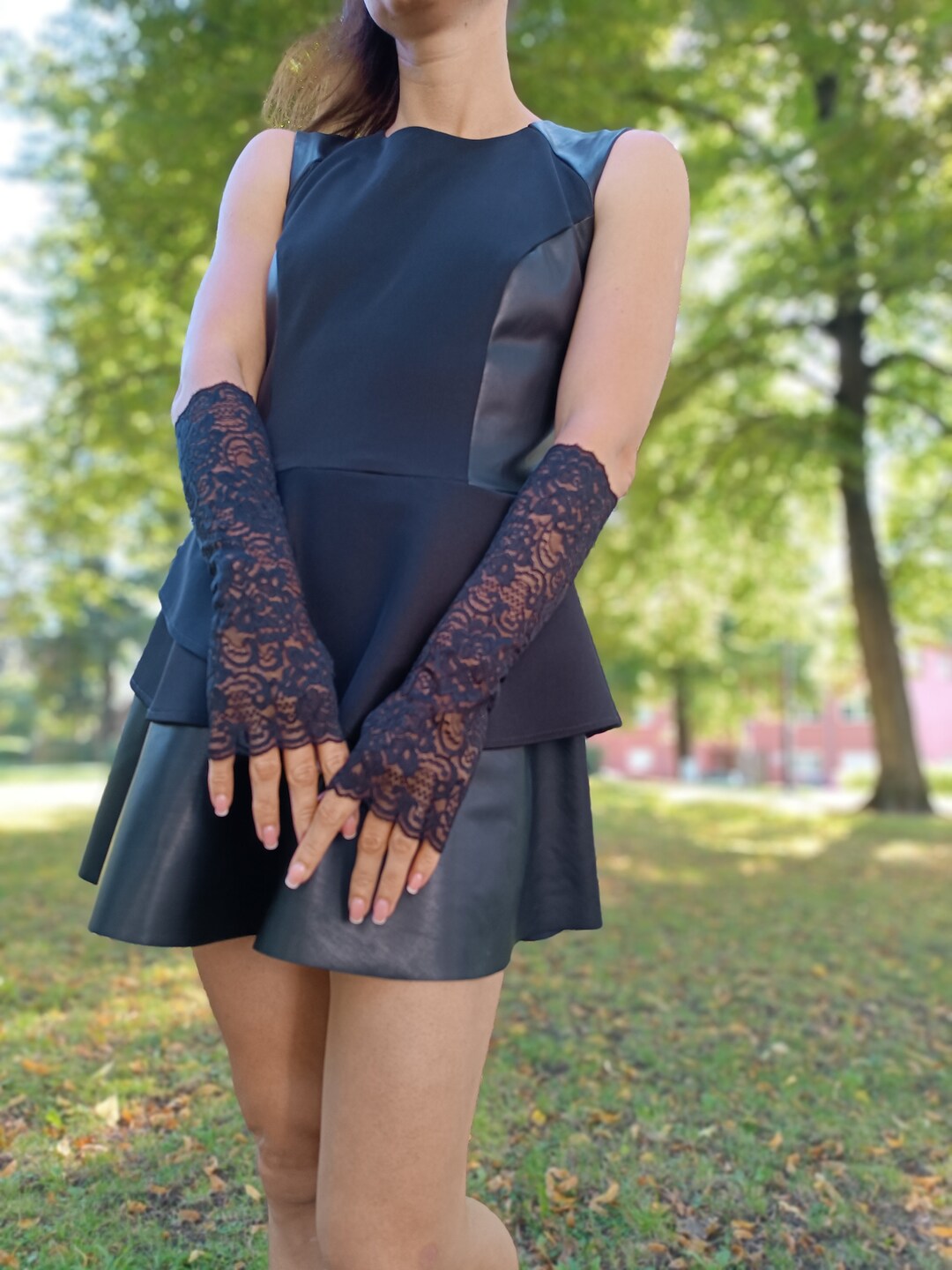 Dark Romantic Feminine Luxury, Long Black Fingerless Gloves, Opera ...