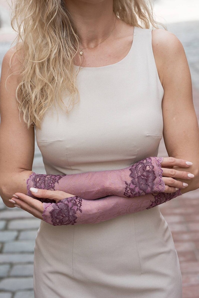 Great Long Glove Rose Lace Fingerless Gloves | Etsy