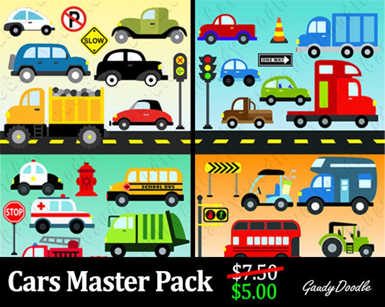 Cars Master Pack - 45 Items - Sedan, Truck, Stoplight, Bulldozer, Taxi ...