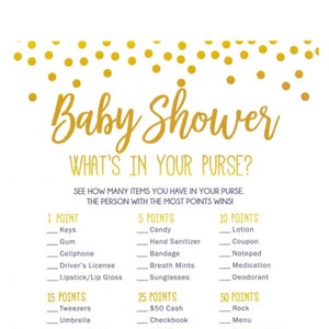 What's in Your Purse Baby Shower Game | 24 Sheet Pack | Party Games - Etsy