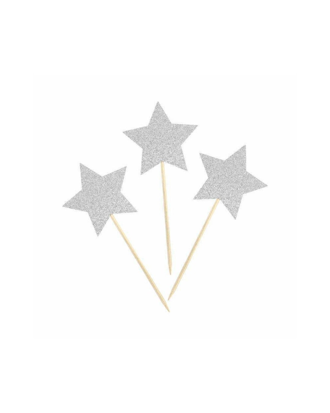 Silver Star Shaped Cupcake Picks | 20 Pack | Party Food Cake Topper - Etsy