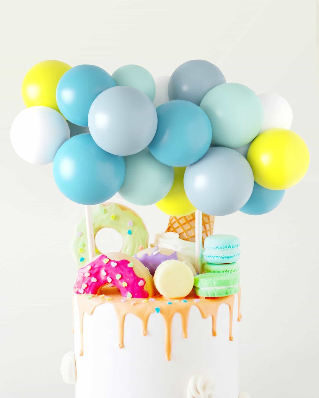 Sunny Skyline Balloon Cake Topper, DIY Mini Balloon Garland Kit ...