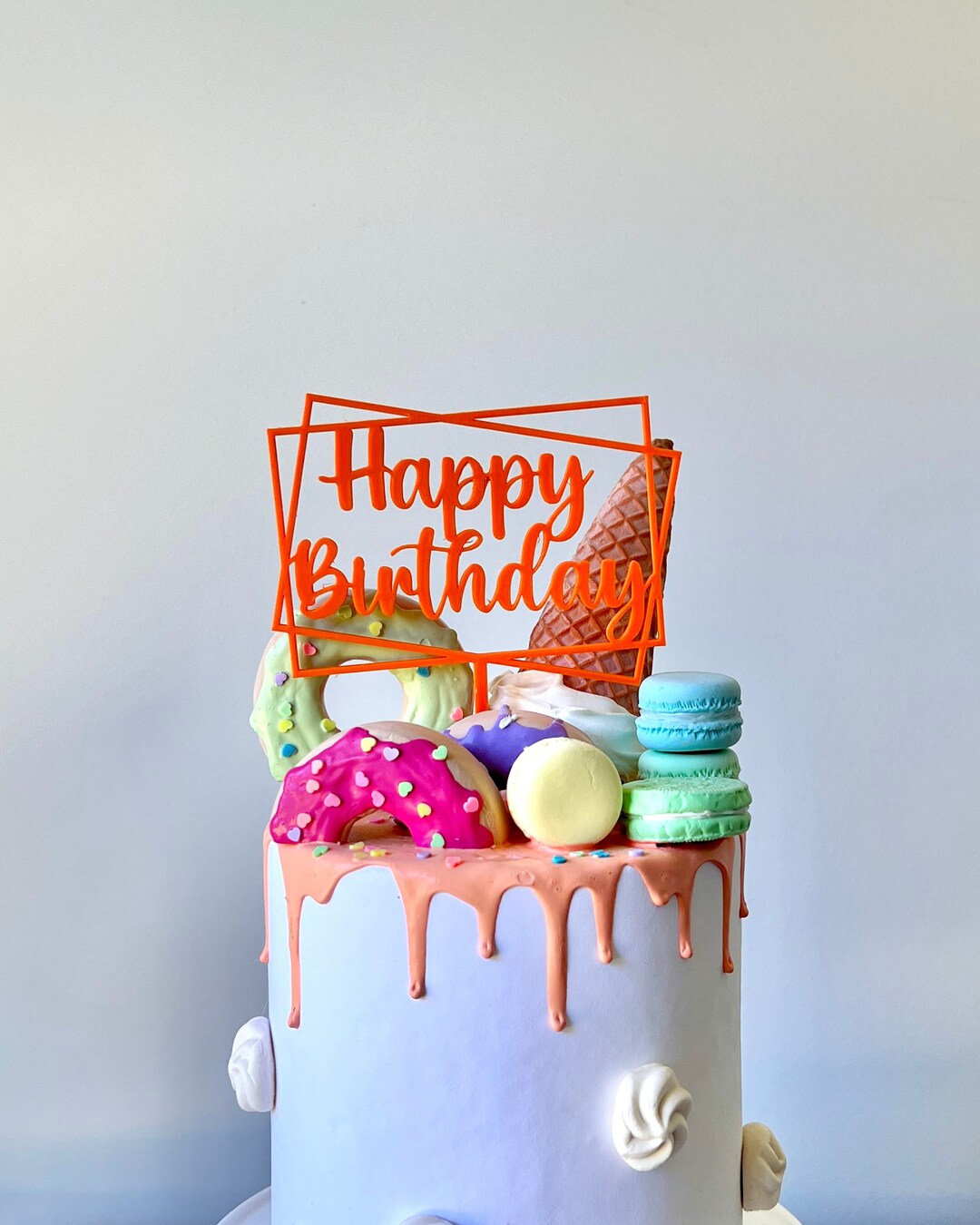 Happy Birthday Cake Topper Large (custom Colour) | Party Decorations ...