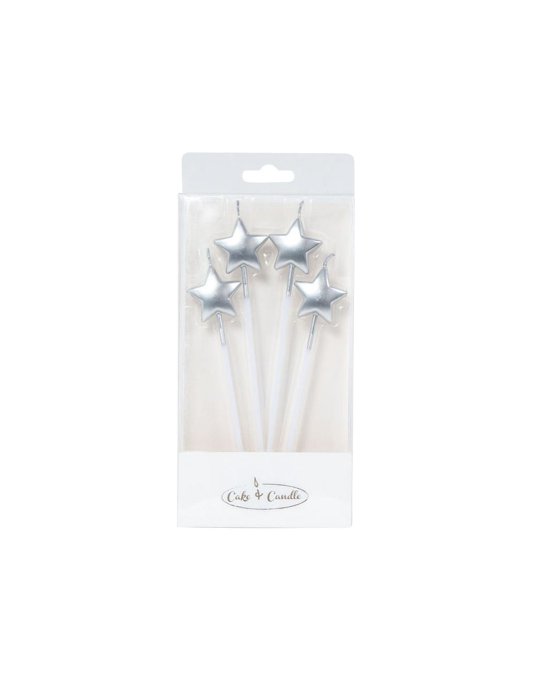 Silver Star Cake Candle Picks Birthday Cake Candles 4 Pack Star Candles ...