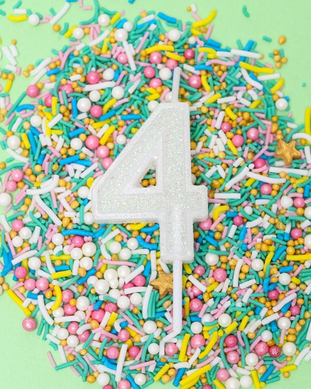 Glitter Number 4 Candle, White Cake Topper, Birthday Celebration - Etsy