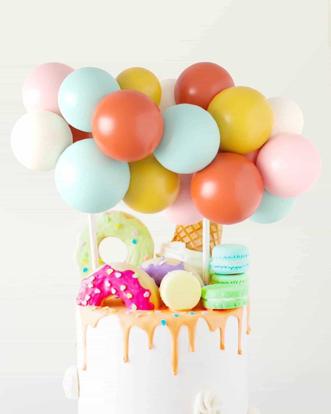 Sorbet Sunset Balloon Cake Topper, DIY Mini Balloon Garland Kit ...