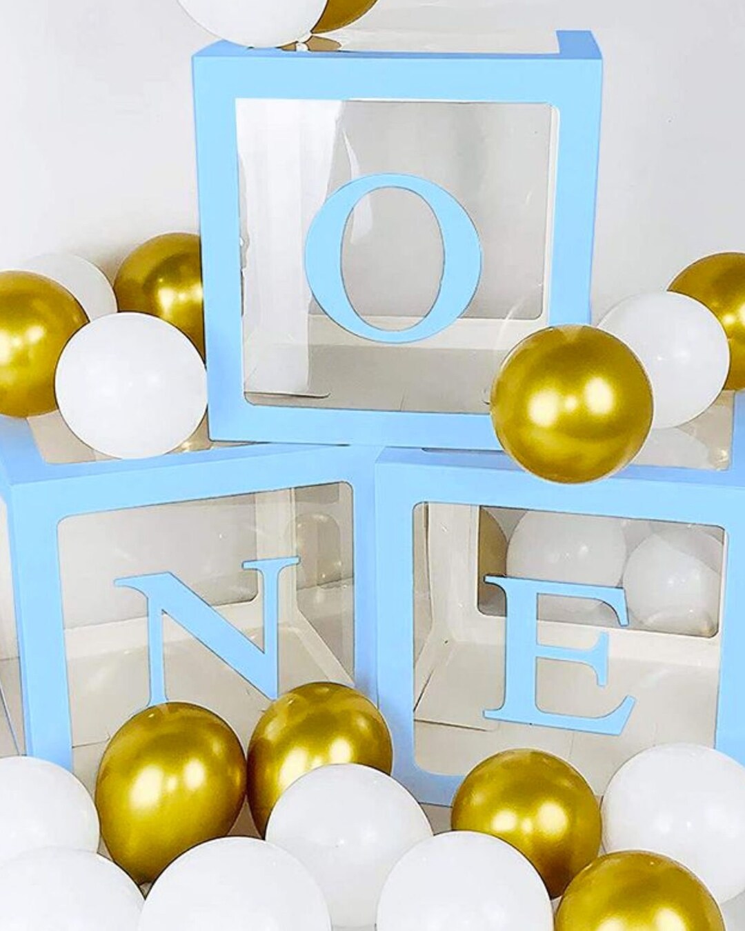 Transparent 'ONE' Blue Balloon Boxes 3 Pack 1st Birthday One Boy - Etsy