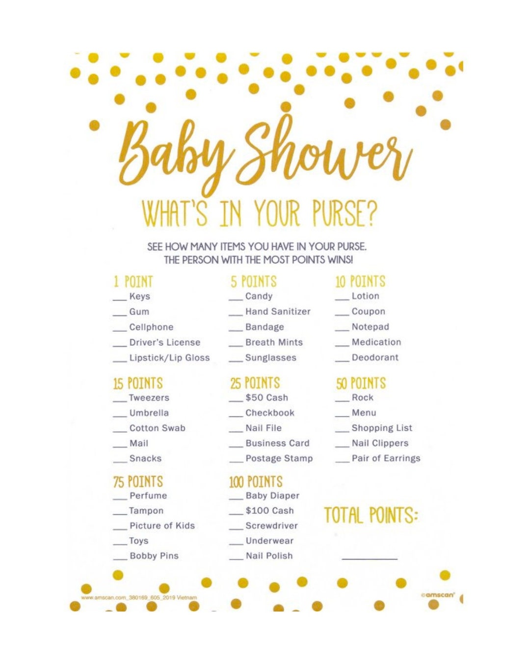 What's in Your Purse Baby Shower Game | 24 Sheet Pack | Party Games - Etsy