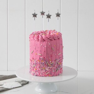 Silver Star Cake Candle Picks Birthday Cake Candles 4 Pack Star Candles ...