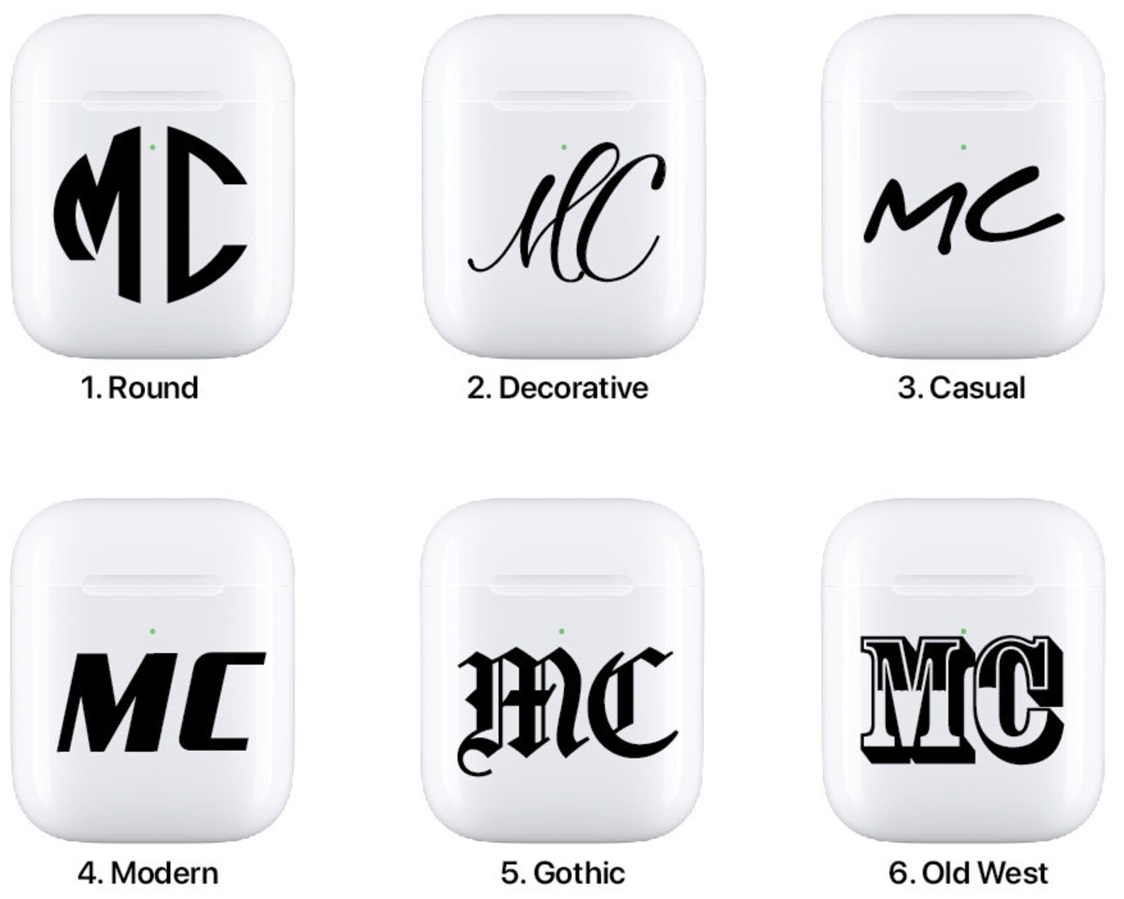 Airpods / Airpods Pro Custom Monogram, Initials (2016 and 2019 Version ...
