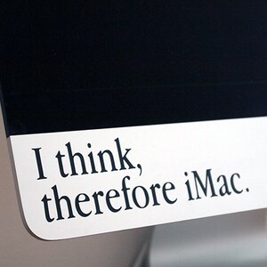 I Think, Therefore Imac Apple Imac Decal Sticker. Retro Apple Quote. - Etsy