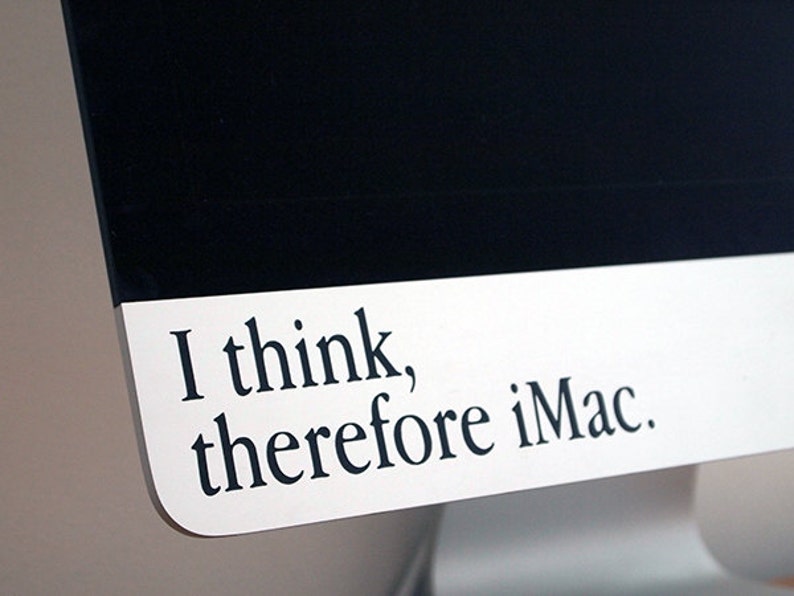 I Think, Therefore Imac Apple Imac Decal Sticker. Retro Apple Quote. - Etsy