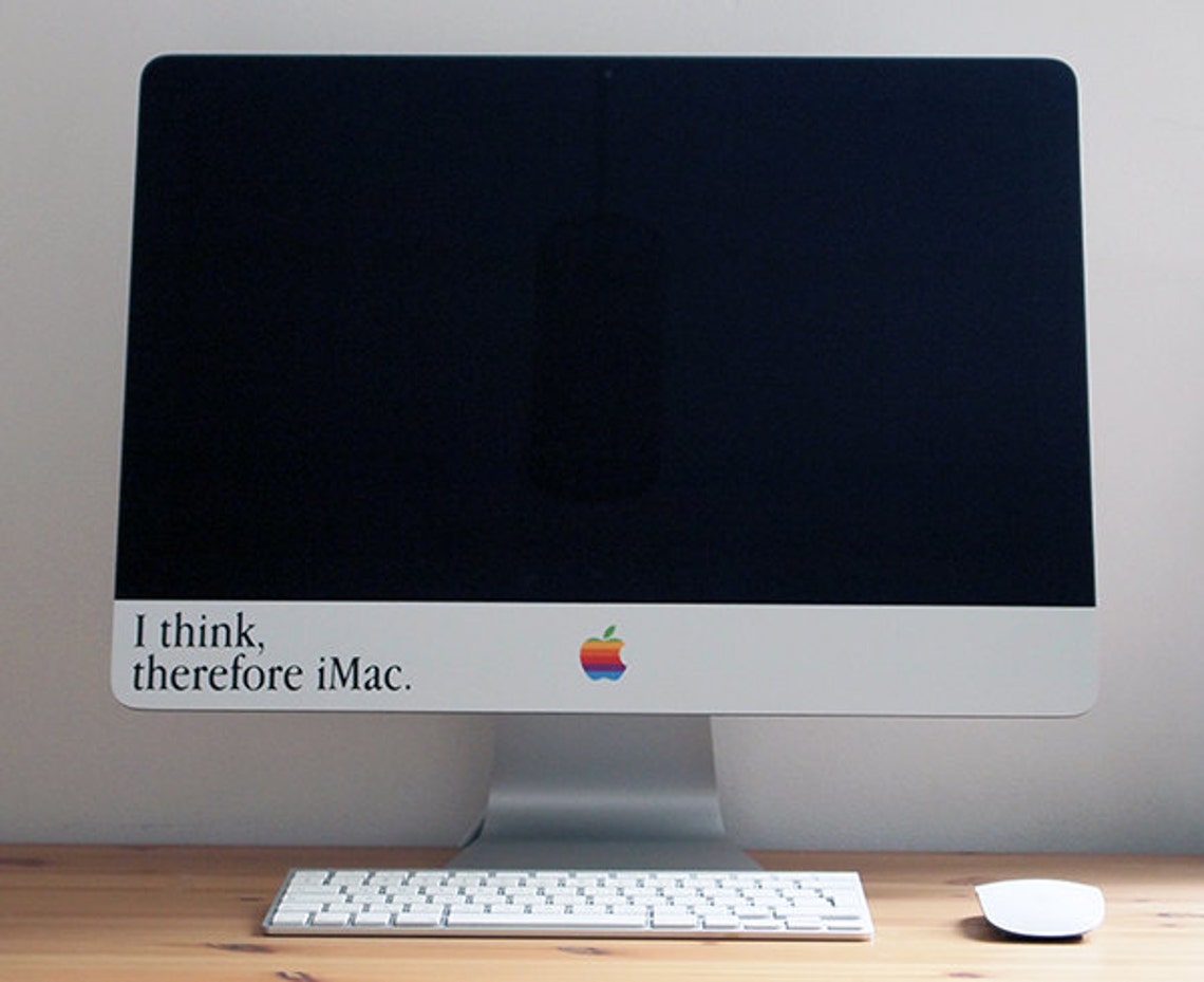 I Think, Therefore Imac Apple Imac Decal Sticker. Retro Apple Quote. - Etsy
