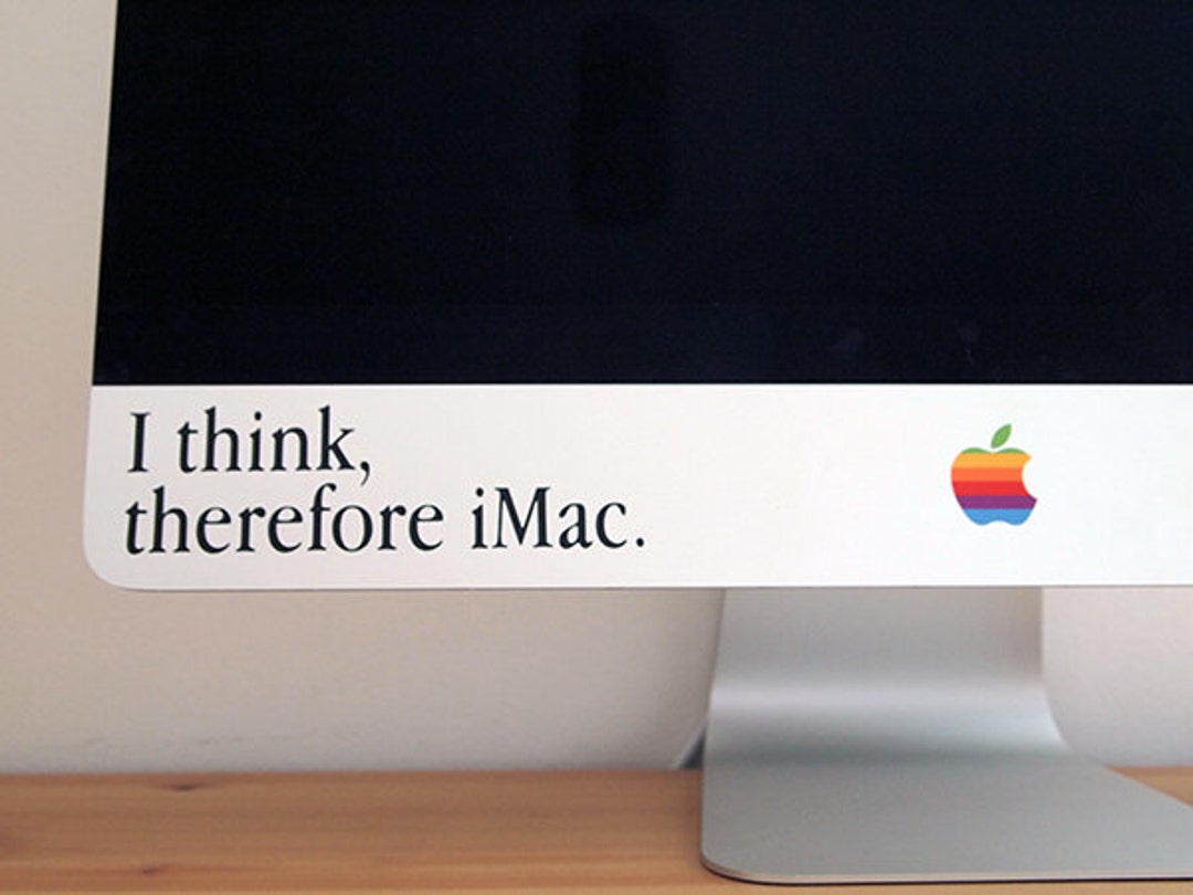 I Think, Therefore Imac Apple Imac Decal Sticker. Retro Apple Quote. - Etsy