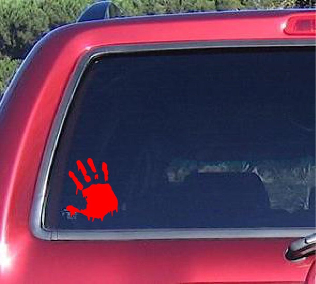 Bloody Zombie Hand Print Car Decal Sticker RED Laptop iPhone Funny ...
