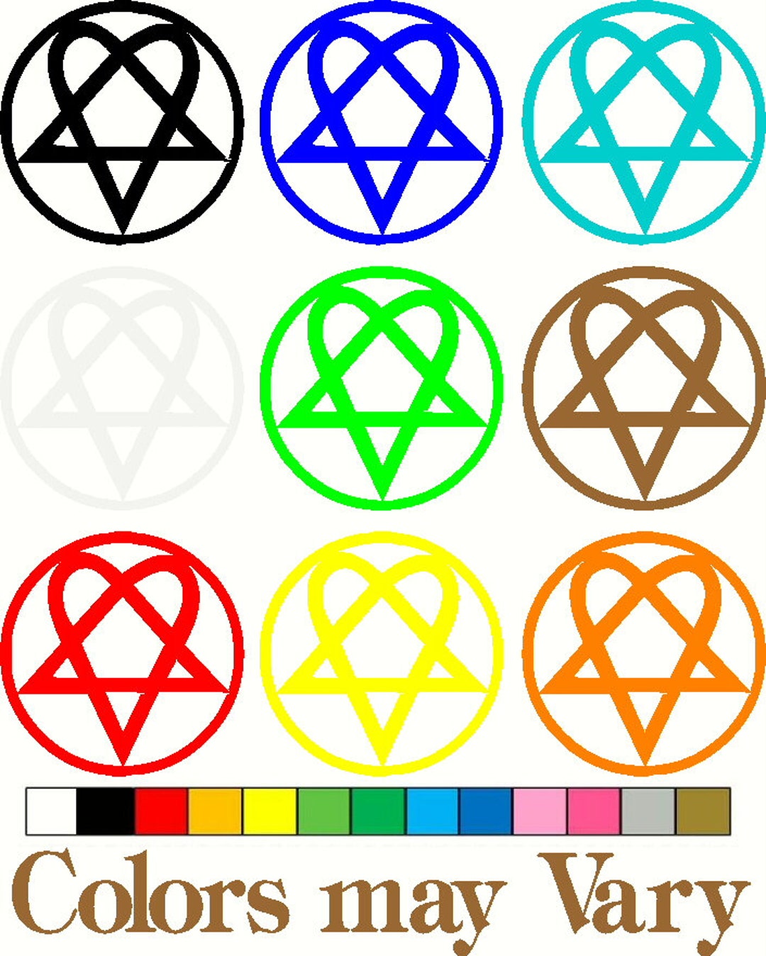 Him Heartagram 3" 6" 10" Sticker, Decal, Music Car Band Laptop iPhone ...