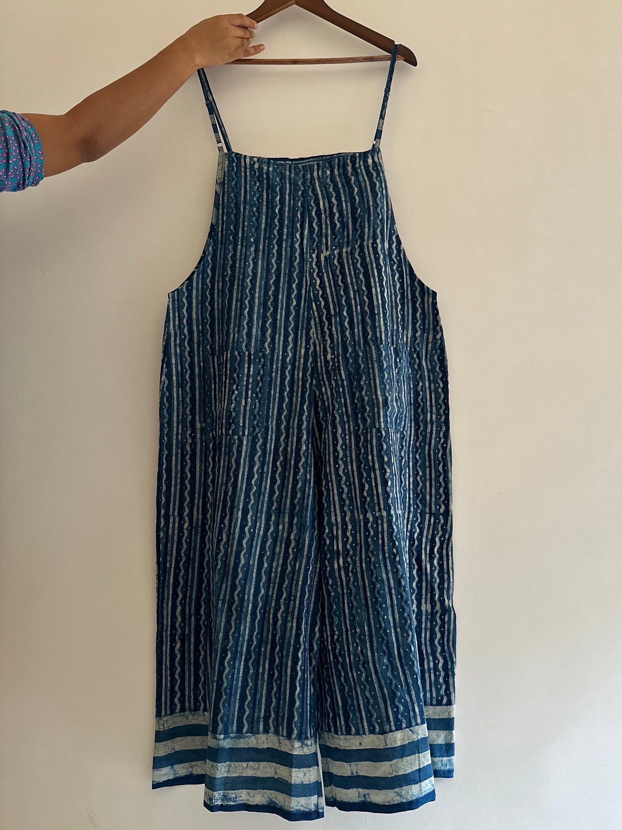 Custom Made Jumpsuit in Indian Print, Hand Block Printed Dungary ...