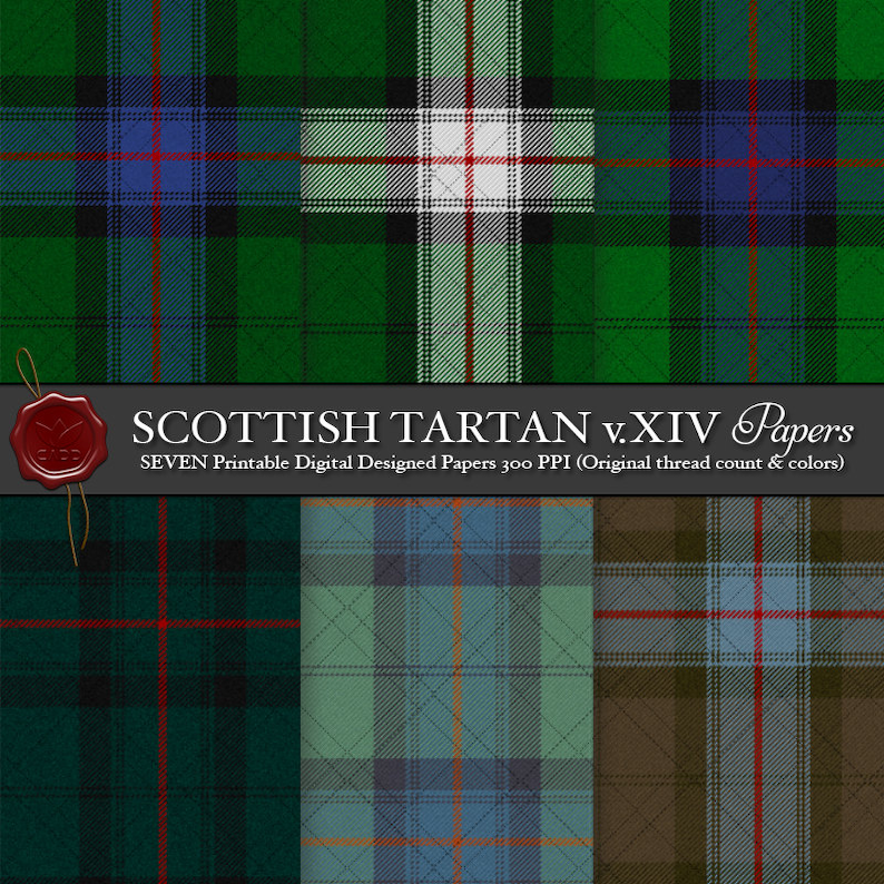 Digital Printable Scottish Tartan Plaid: Border Clan Armstrong, Moon ...