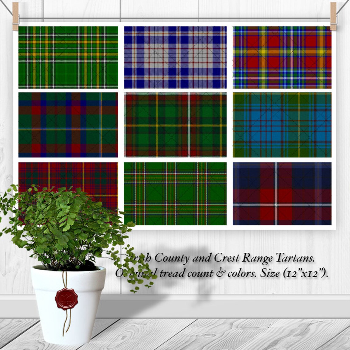Digital Printable Irish Éire Tartan Plaid: Ireland's County & Crest ...