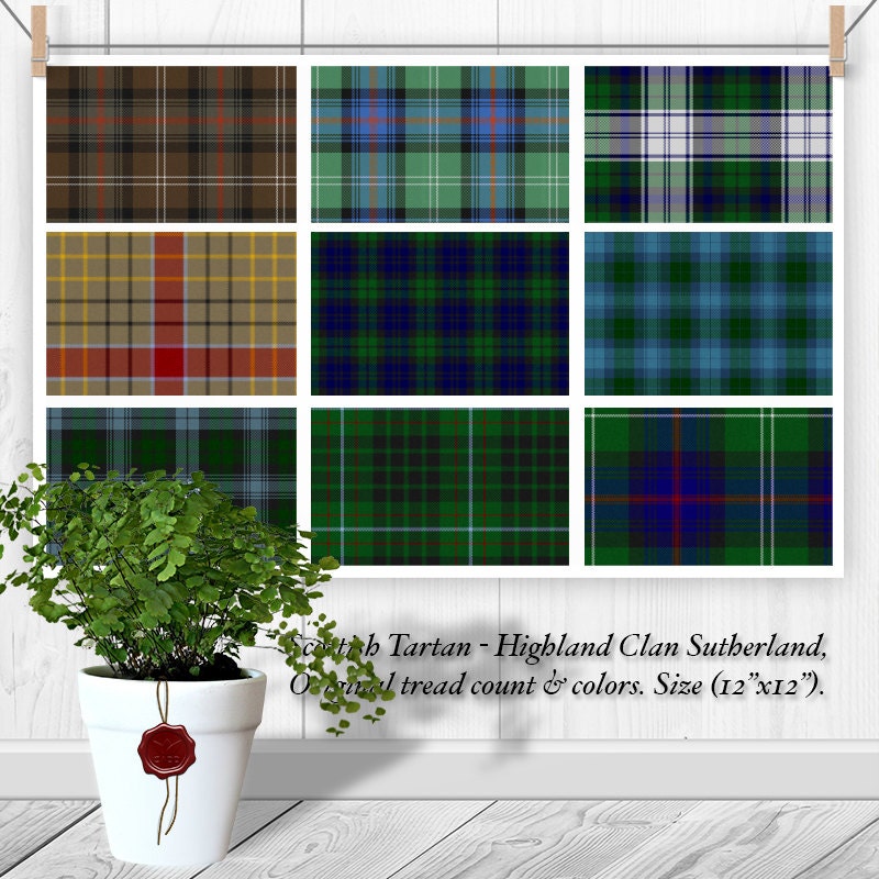 Digital Printable Scottish Tartans: Highland Clan Sutherland, Artifact ...