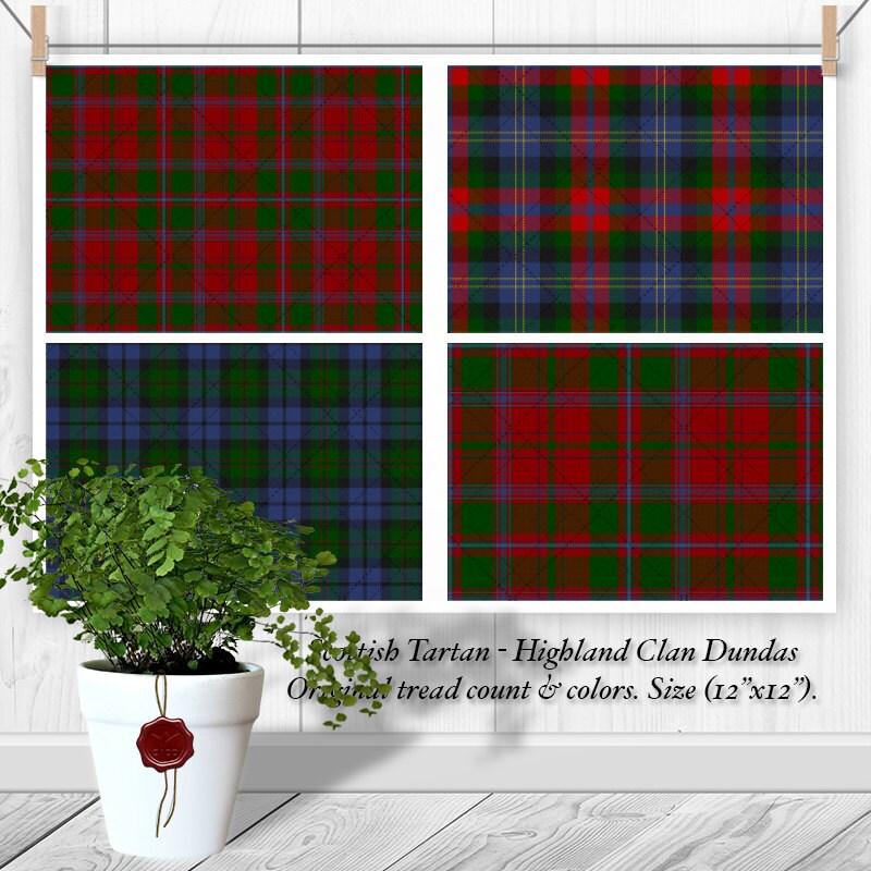 Digital Printable Scottish Tartan Plaid: Highland Clan Dundas, Dundas ...