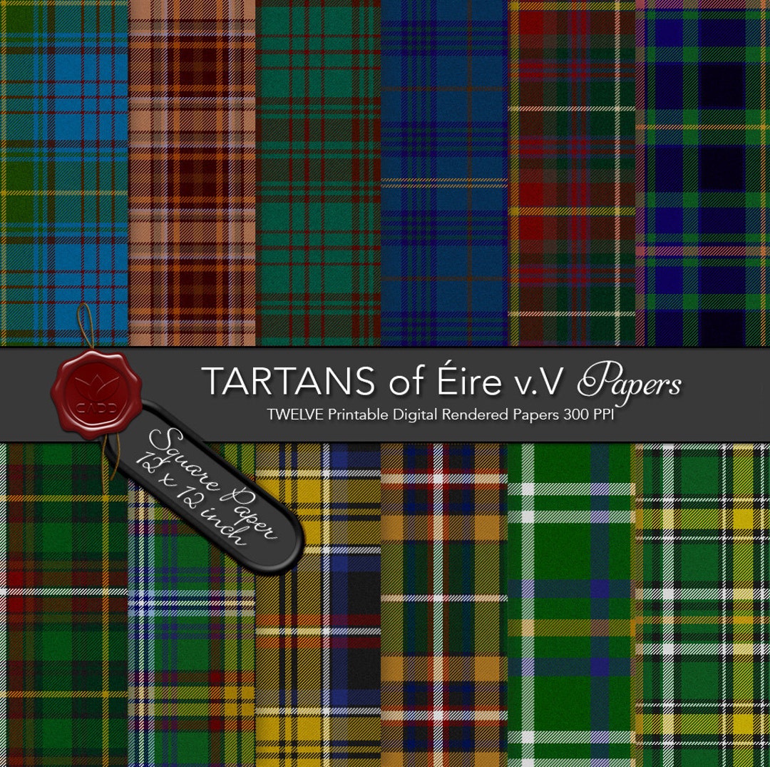Digital Paper Tartan Plaid/county & Crest Range Irish Tartans/donegal ...