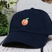Peach Embroidered Navy Blue Hat, Peach Baseball Cap, Embroidered Peach ...