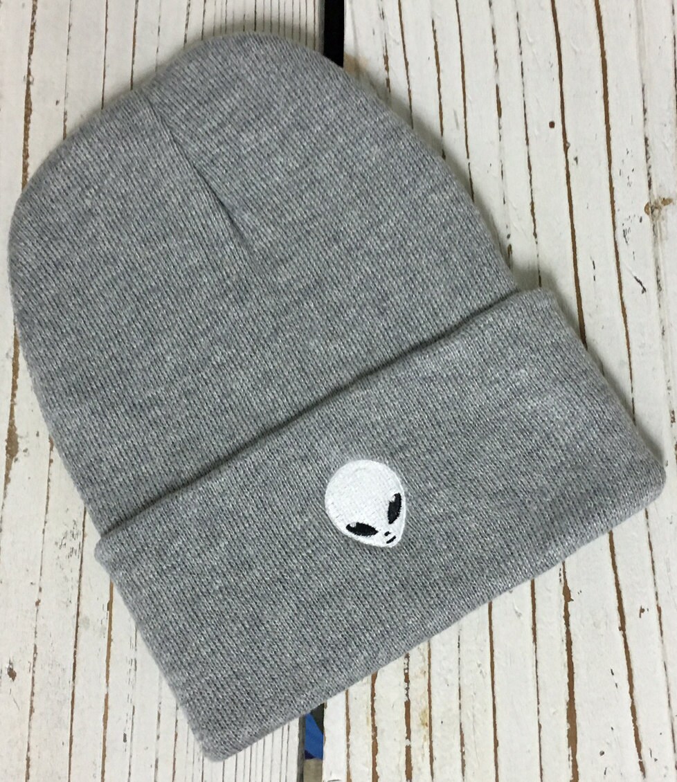 ALIEN Embroidered Beanie Alien Cuffed Beanie Embroidered - Etsy