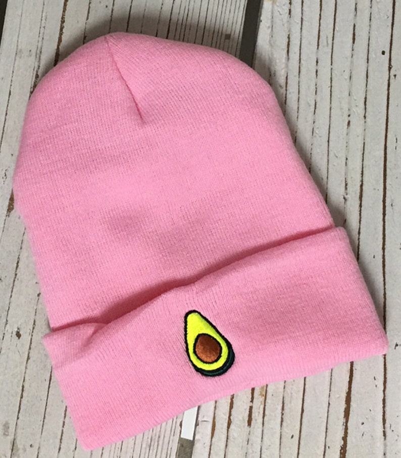 Avocado Embroidered Beanie Cuffed Cap, Avocado Embroidered Hat, Fruit ...