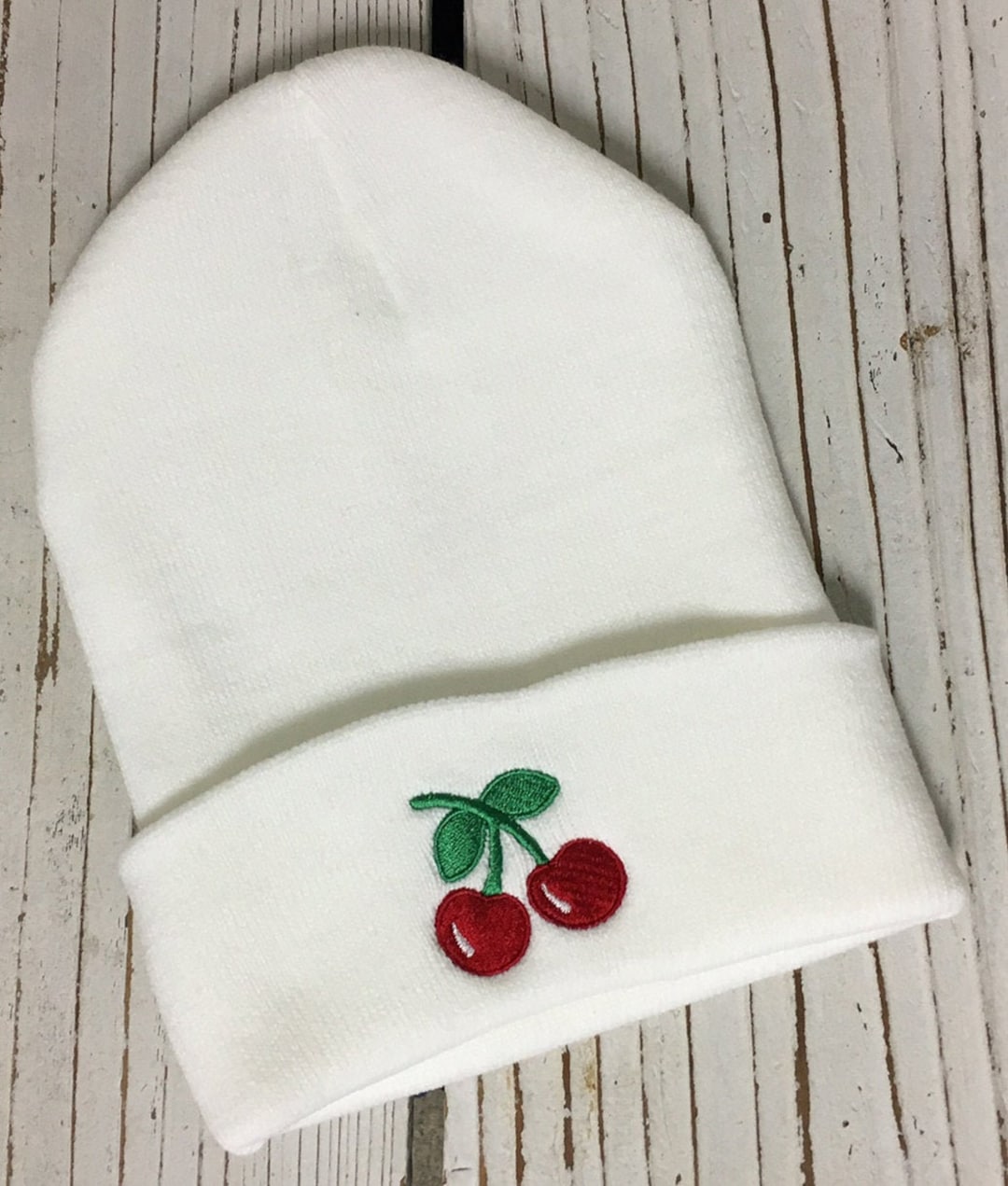 CHERRY Beanie Cuff Cap, Embroidered Cherries Beanie, Cherry Embroidered ...