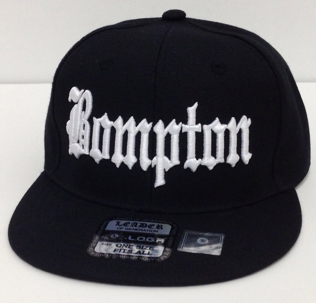 Bompton Hat Cap "bompton" 3d Black/black Bill Snap-back Flat Bill Caps ...