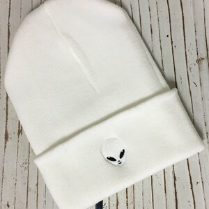 ALIEN Embroidered Beanie, Alien Cuffed Beanie, Embroidered Alien Hat ...