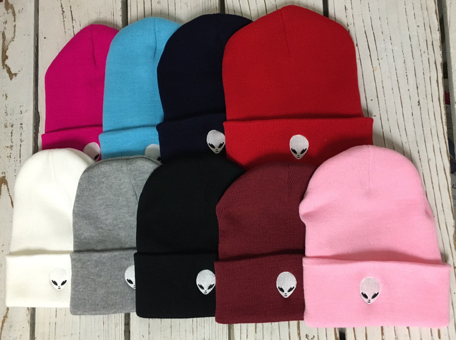 ALIEN Embroidered Beanie Alien Cuffed Beanie Embroidered - Etsy