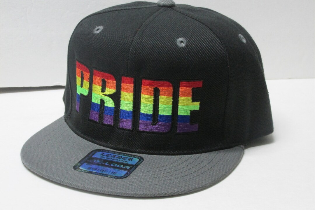 LGBT "pride" Embroidered Black/gray Flat Bill Snap Back - Etsy