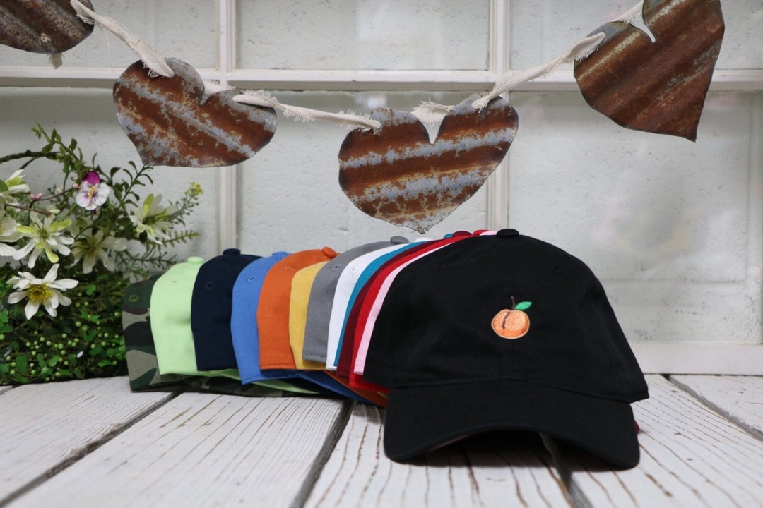 Peach Embroidered Dad Hat, Fruit Baseball Cap, Embroidered Peach ...