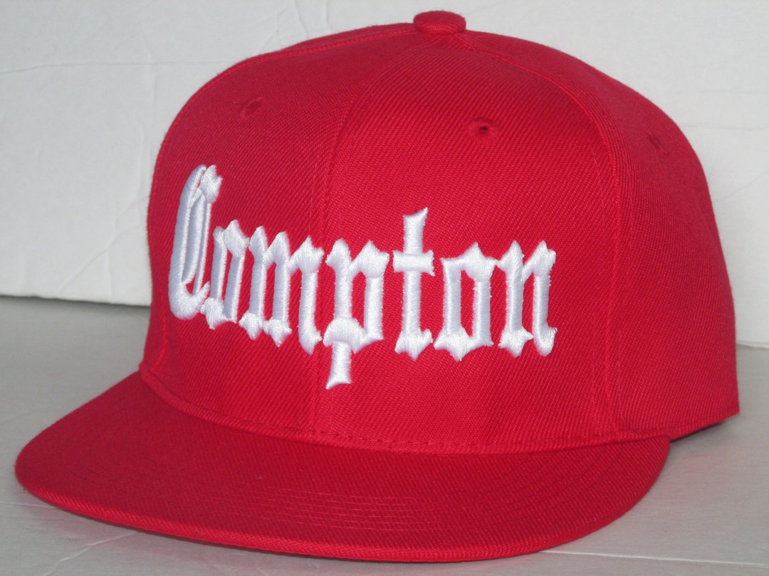 Compton Baseball Cap 3D Embroidered Red/white Snap-back Flat - Etsy Israel