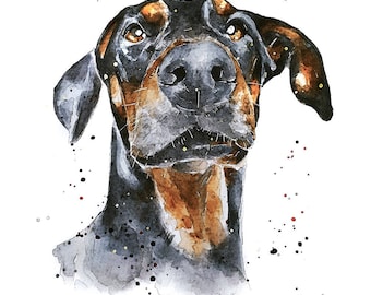 Doberman art | Etsy
