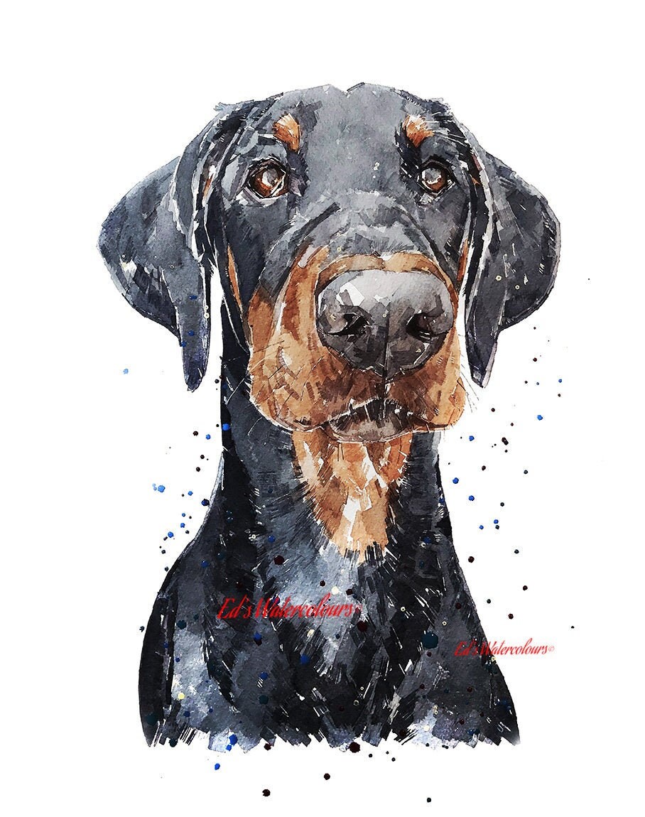 Doberman Pensive Print Watercolour.Doberman artDoberman - Etsy España