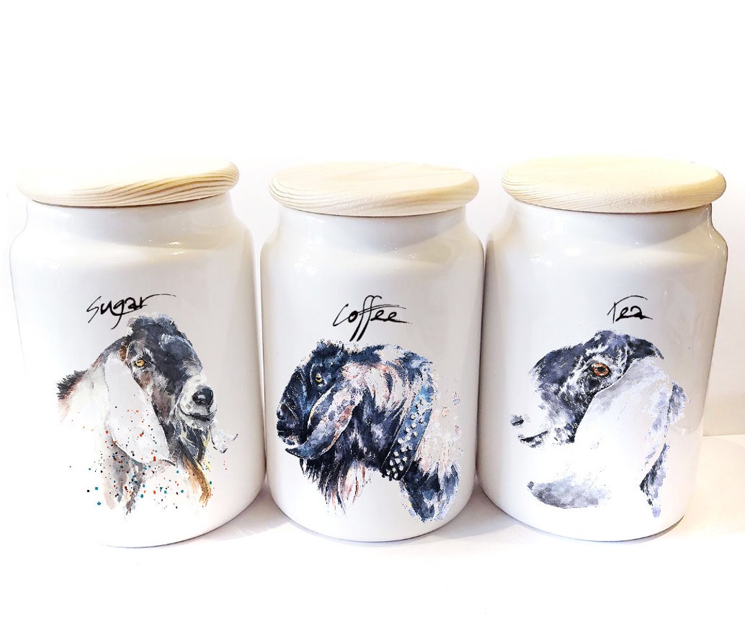 Goats Ceramic Tea, Café y Azúcar Almacenamiento Jars.Goat Canisters ...