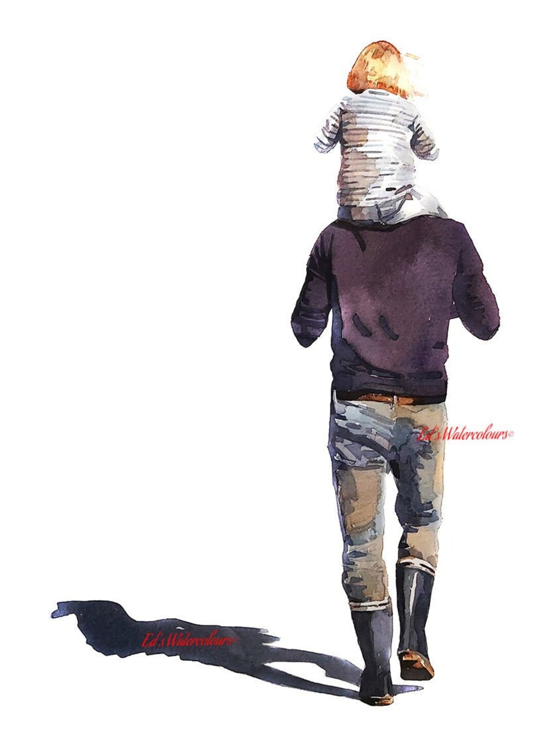 A Father's Love - Original Watercolour (16*12 Inches), Daddy Day Care ...
