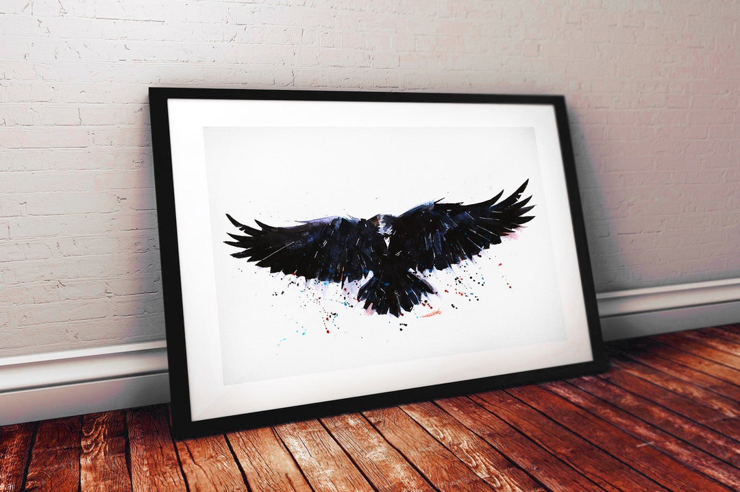 Flight of the Raven " Print Watercolour.raven Art,raven Print,raven ...