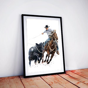 Cattle Roping Cowboy ." Original Watercolour A2 (24*19 Inches). Cowboy ...