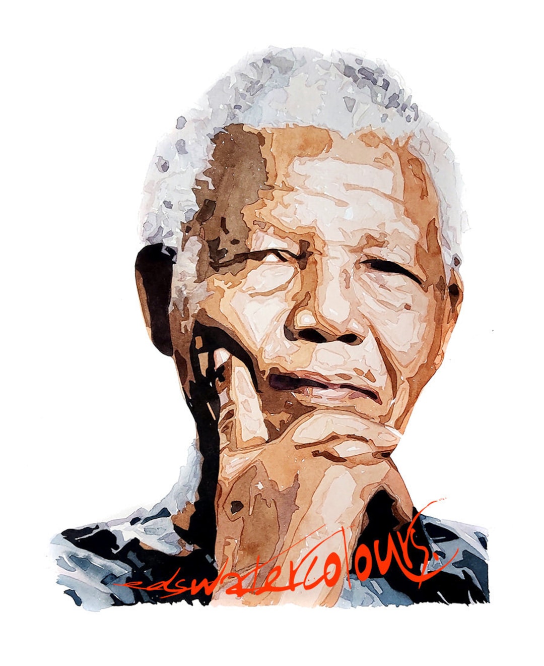 Nelson Mandela Print Watercolour.nelson Mandela Art,nelson Mandela ...